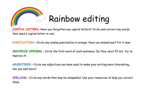 Rainbow editing - Year 2 | Teaching Resources
