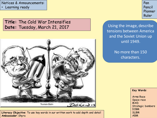 Edexcel Cold War - Arms Race | Teaching Resources