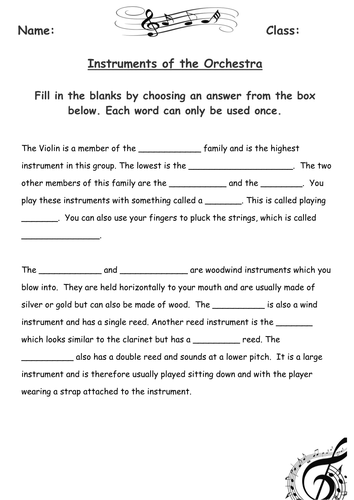 Instruments of the Orchestra Unit | Teaching Resources