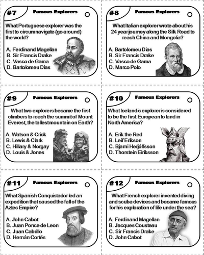 Famous Explorers Task Cards | Teaching Resources