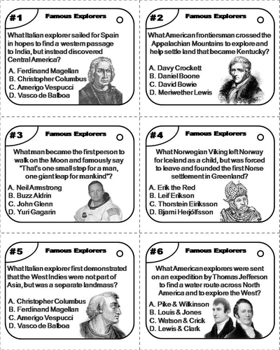 Famous Explorers Task Cards | Teaching Resources