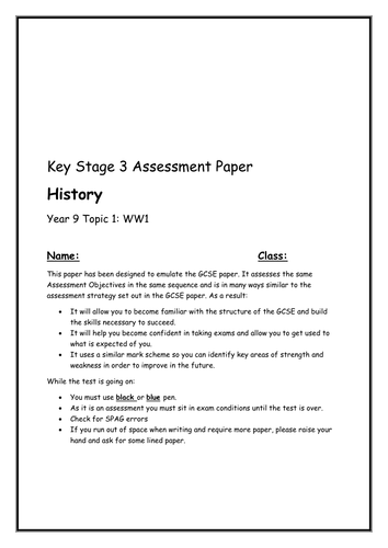 9-1 History exam paper | Teaching Resources