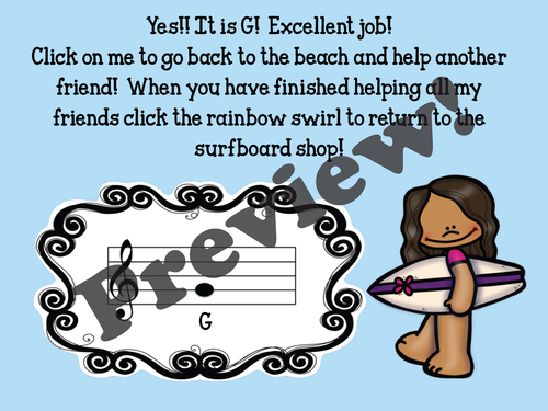 Surf's Up! Interactive Music Note Reading Game | Teaching Resources
