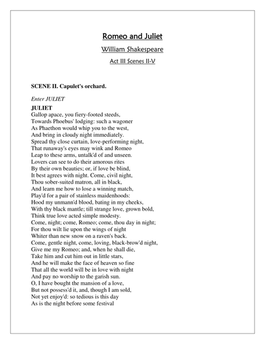 Romeo and Juliet: Shakespeare's Dramatic Devices | Teaching Resources