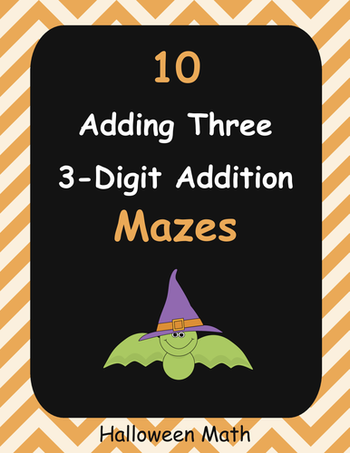 Halloween Math: Adding Three 3-Digit Addition Maze | Teaching Resources