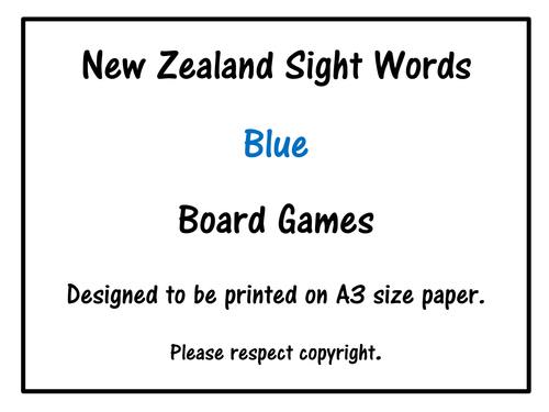 New Zealand Sight Words – Blue Board Games | Teaching Resources