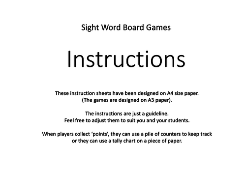 New Zealand Sight Words – Blue Board Games | Teaching Resources