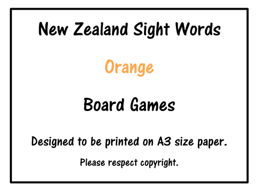 New Zealand Sight Words – Orange Board Games | Teaching Resources
