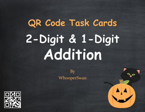 Halloween Math: 2-Digit and 1-Digit Addition QR Code Task Cards ...