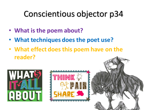 Conscientious objector Conflict poetry | Teaching Resources