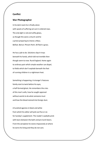Edexcel conflict poetry 9-1 Sample assessment 2 new specification exam ...