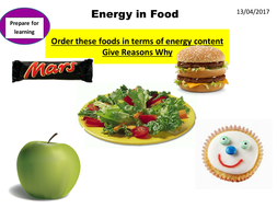 Energy 5 - Energy From Food lesson | Teaching Resources