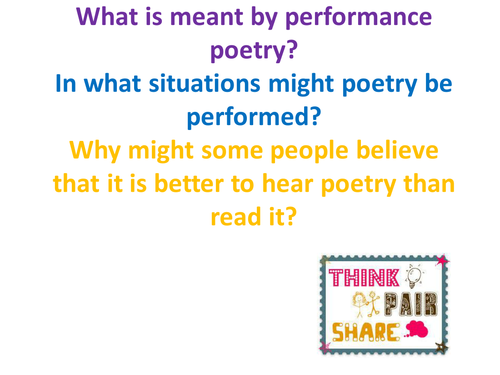 Performance poetry - speaking and listening KS2 KS3 | Teaching Resources