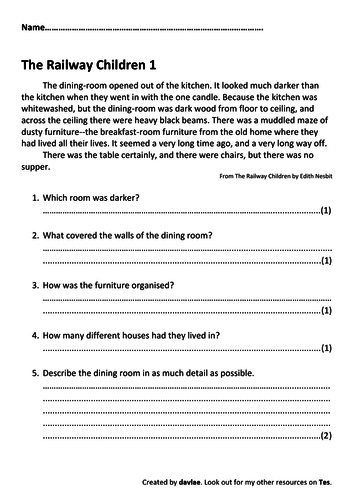 Mini Comprehensions for Year 4 and 5 Children - The Railway Children ...