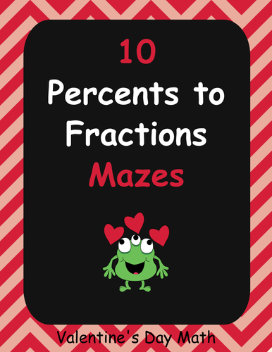 Valentine's Day Math: Percents to Fractions Maze | Teaching Resources