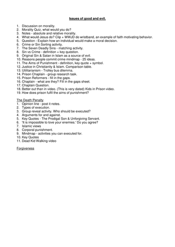 RS - Eduqas 1-9 Good and Evil - Complete lesson presentation and ...