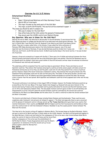 OCR History B Cold War Revision Guide | Teaching Resources