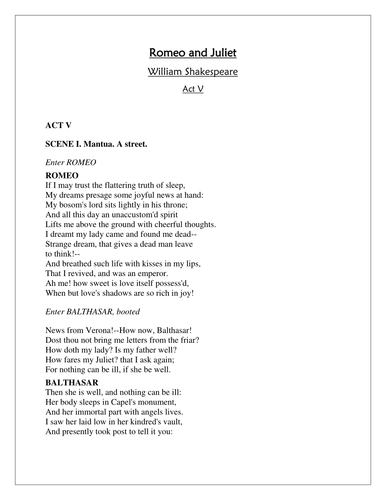 Romeo and Juliet: The Tragic Ending! | Teaching Resources