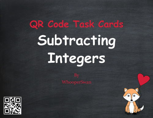 Valentine's Day Math: Subtracting Integers QR Code Task Cards ...