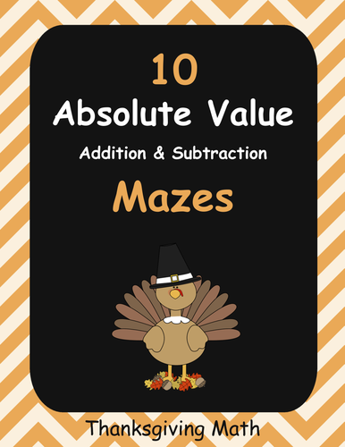 Thanksgiving Math: Absolute Value Maze - Addition & Subtraction ...