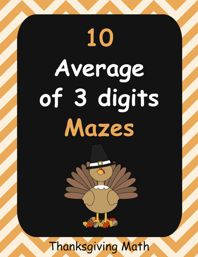 Thanksgiving Math: Average of 3 digits Maze | Teaching Resources