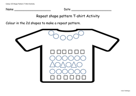2D Shape Repeated Pattern/Colour, Presentation, Worksheet/Cut-Paste ...