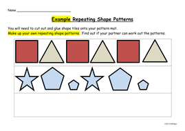 2D Shape Repeated Pattern/Colour, Presentation, Worksheet/Cut-Paste ...