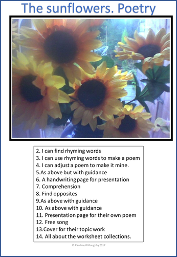 The sunflowers. Poetry. Cross curricular, Creative worksheets. Section ...