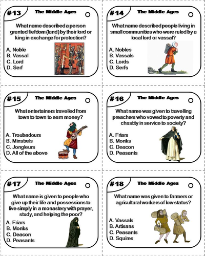 Middle Ages Task Cards | Teaching Resources