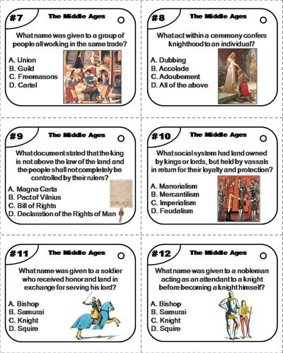 Middle Ages Task Cards | Teaching Resources