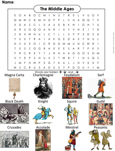 Middle Ages Word Search | Teaching Resources
