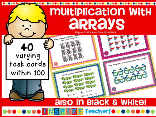 40 Multiplication Array Task Cards | Teaching Resources