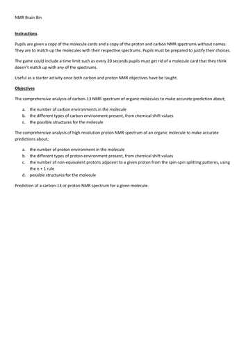 NMR Brain Bin | Teaching Resources
