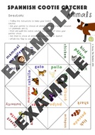 Animals in Spanish Cootie Catcher Game | Teaching Resources