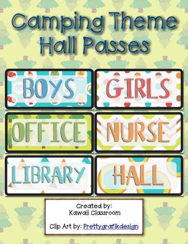 Camping Theme Hall Passes | Teaching Resources