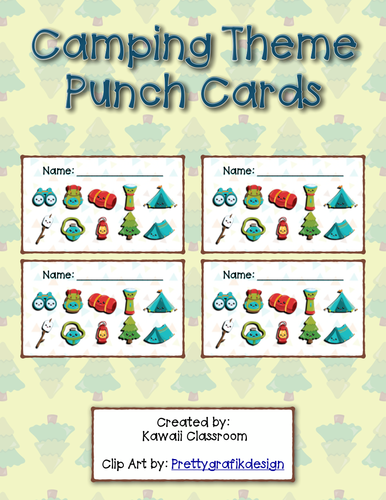 Camping Themed Punch Cards | Teaching Resources