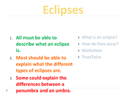 solar system: eclipse ks3 | Teaching Resources