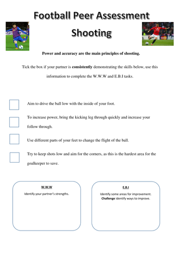 Football Shooting - Peer Assessment | Teaching Resources