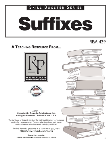 Suffixes: Skill Booster Series | Teaching Resources