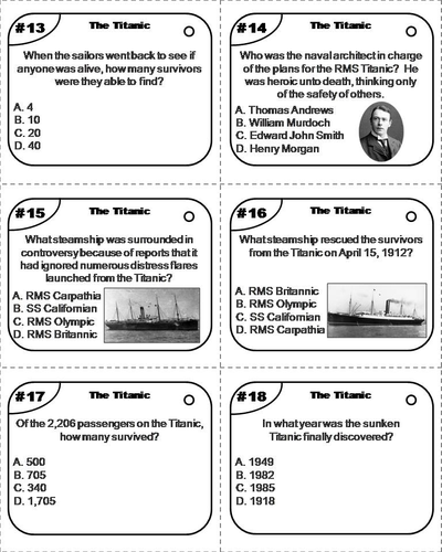 Titanic Task Cards | Teaching Resources