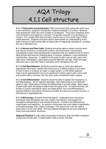 AQA Triology Cell Biology Topic Sheets | Teaching Resources