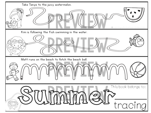 Summer Tracing (Fine Motor and Vocabulary Development) | Teaching Resources