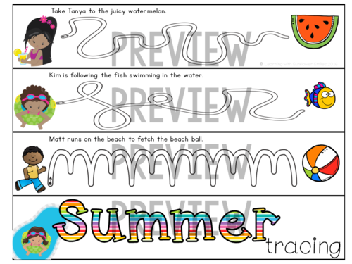 Summer Tracing (Fine Motor and Vocabulary Development) | Teaching Resources