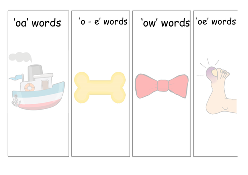Phonics oa ow o-e oe sorting activity | Teaching Resources