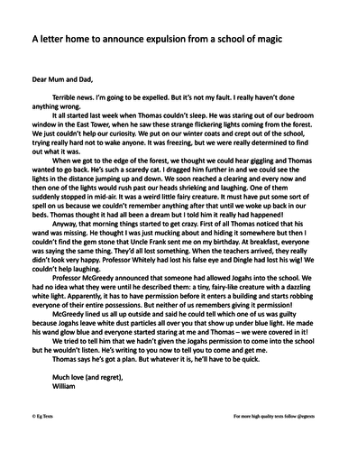 Expulsion from a school of magic - an informal letter | Teaching Resources