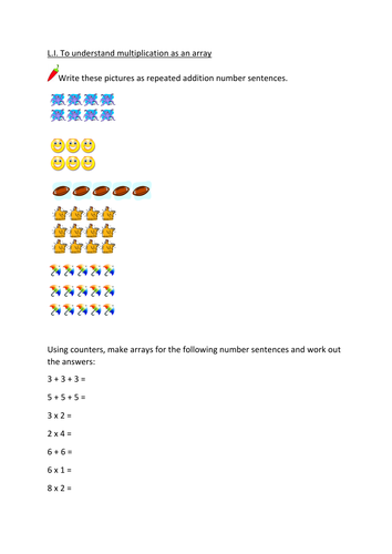 Introduction to arrays for multiplication | Teaching Resources