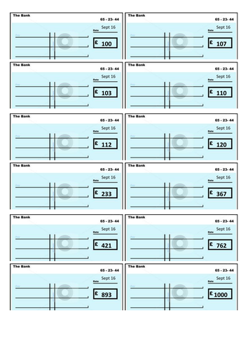 Place Value writing numbers and words using cheques | Teaching Resources