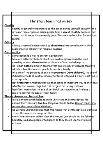 Christian attitudes to sex and contraception EDUQAS new spec | Teaching ...