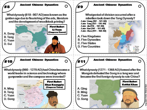 Ancient Chinese Dynasties Task Cards | Teaching Resources