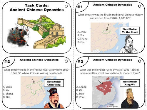 Ancient Chinese Dynasties Task Cards | Teaching Resources